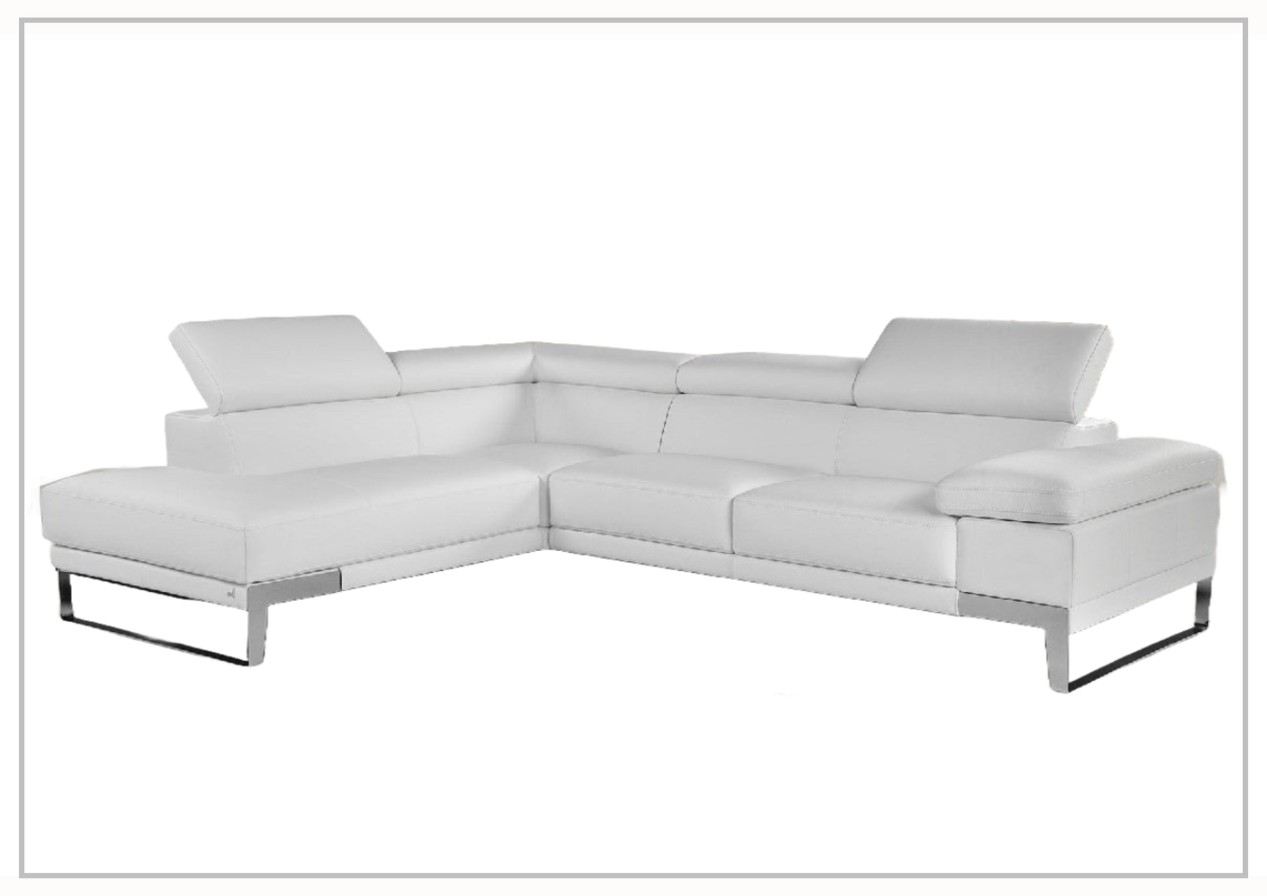 Domus Leather Chaise Sectional Sofa | Adjustable Headrests | Nicoletti ...